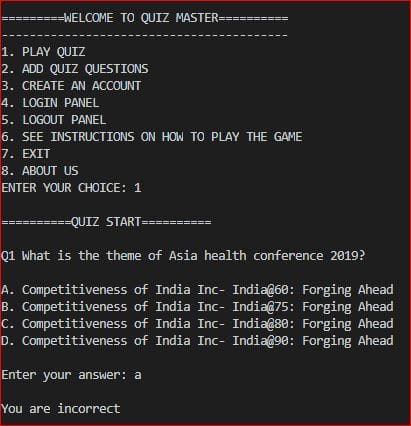 Quiz Application Using Python